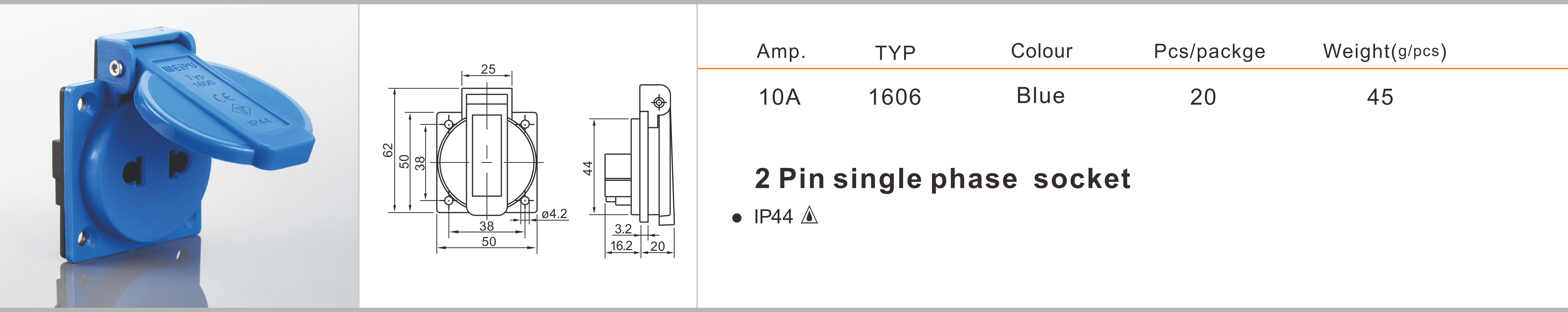 IP44 SCHUKO Connector - WEIPU