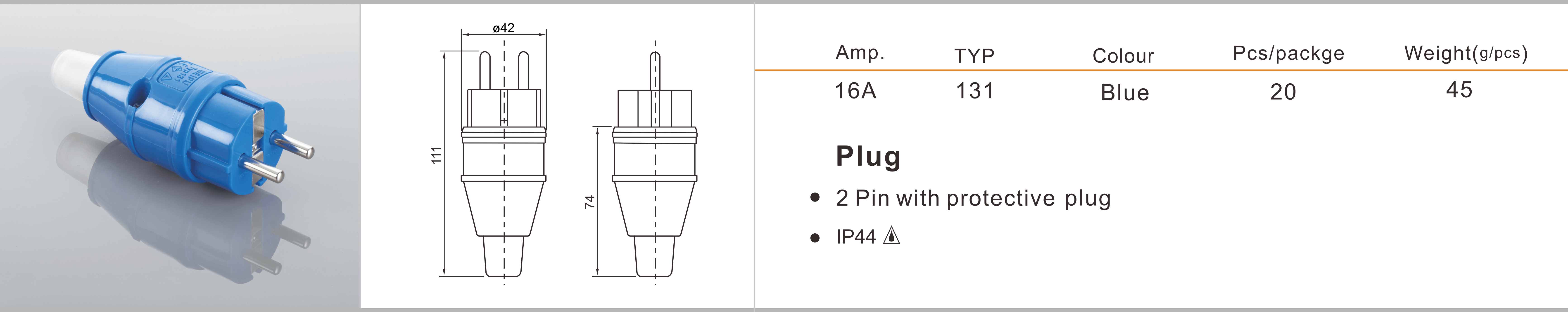 IP44 SCHUKO Connector - WEIPU